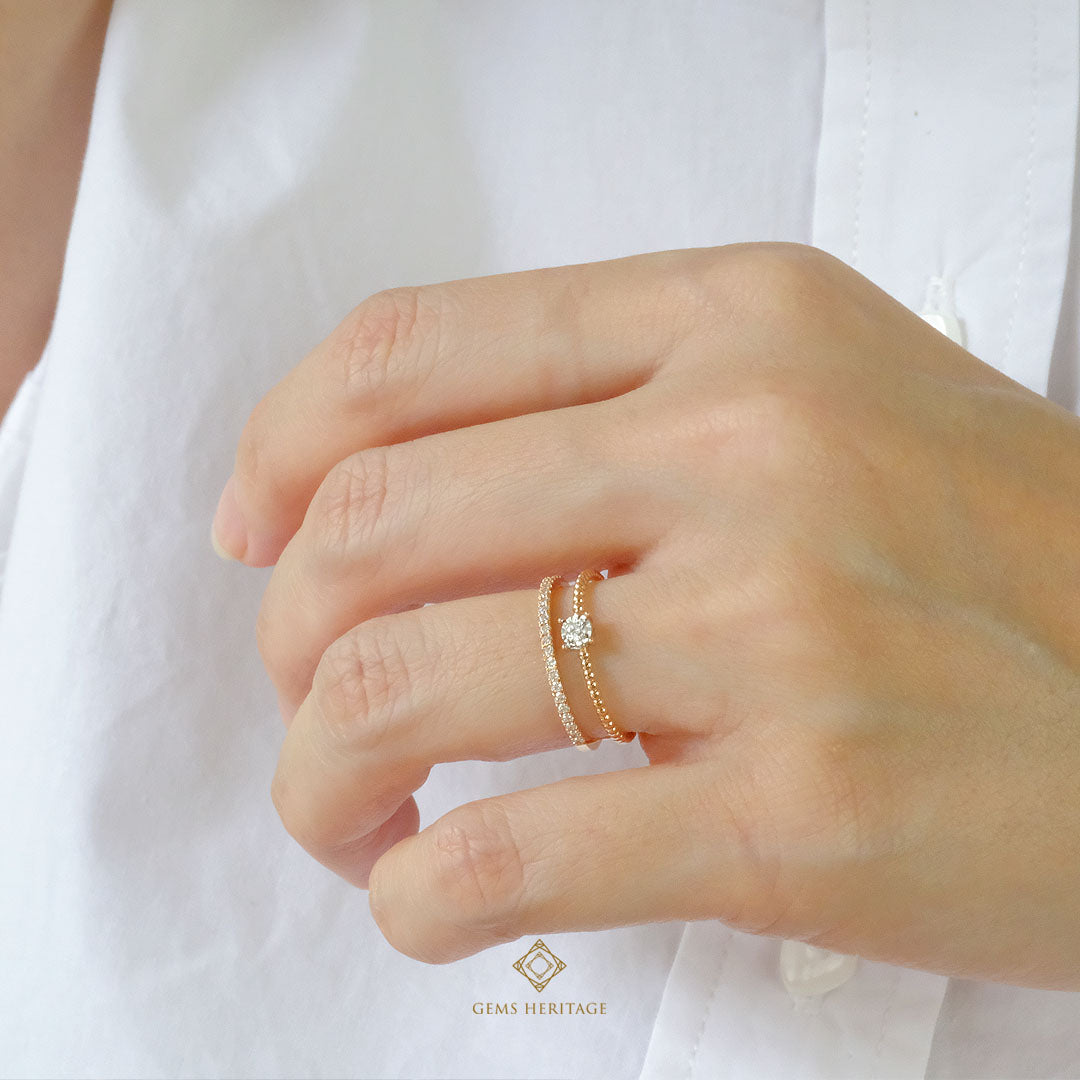 Two line and dot diamond ring (rpg521) – Gems Heritage
