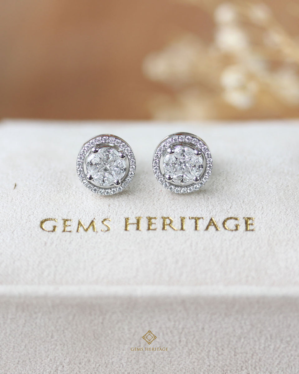 Round illusion diamond earrings – Gems Heritage