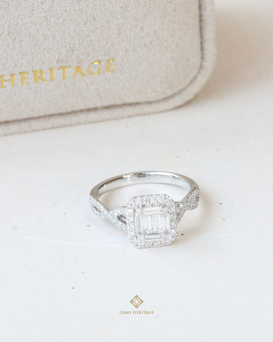 Halo emerald diamond ring(RWG735) – Gems Heritage