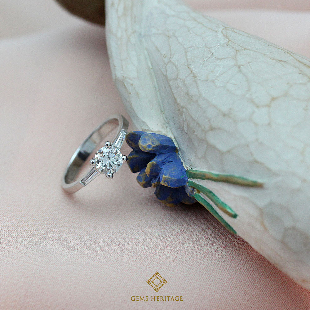 Engagement ring with taper diamonds ring – Gems Heritage