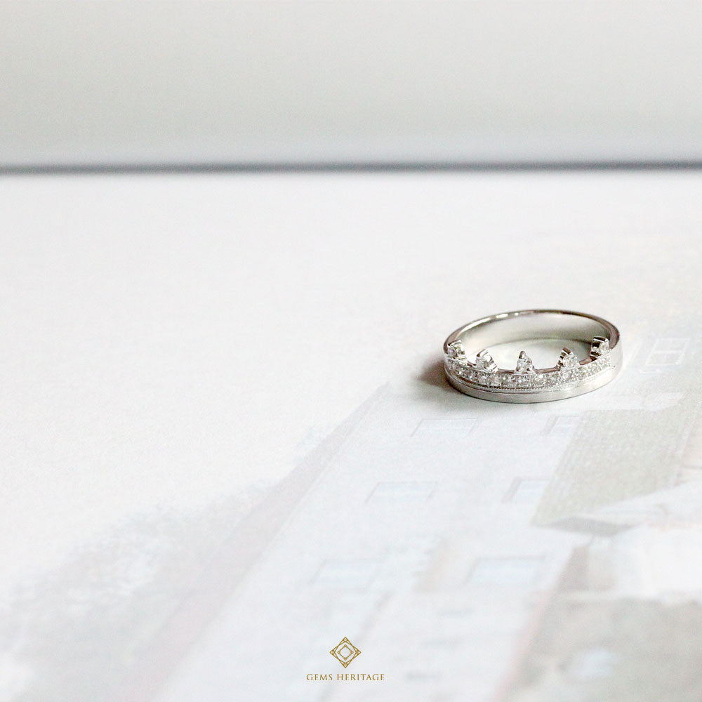 Princess Crown Diamond Ring (rwg153) – Gems Heritage