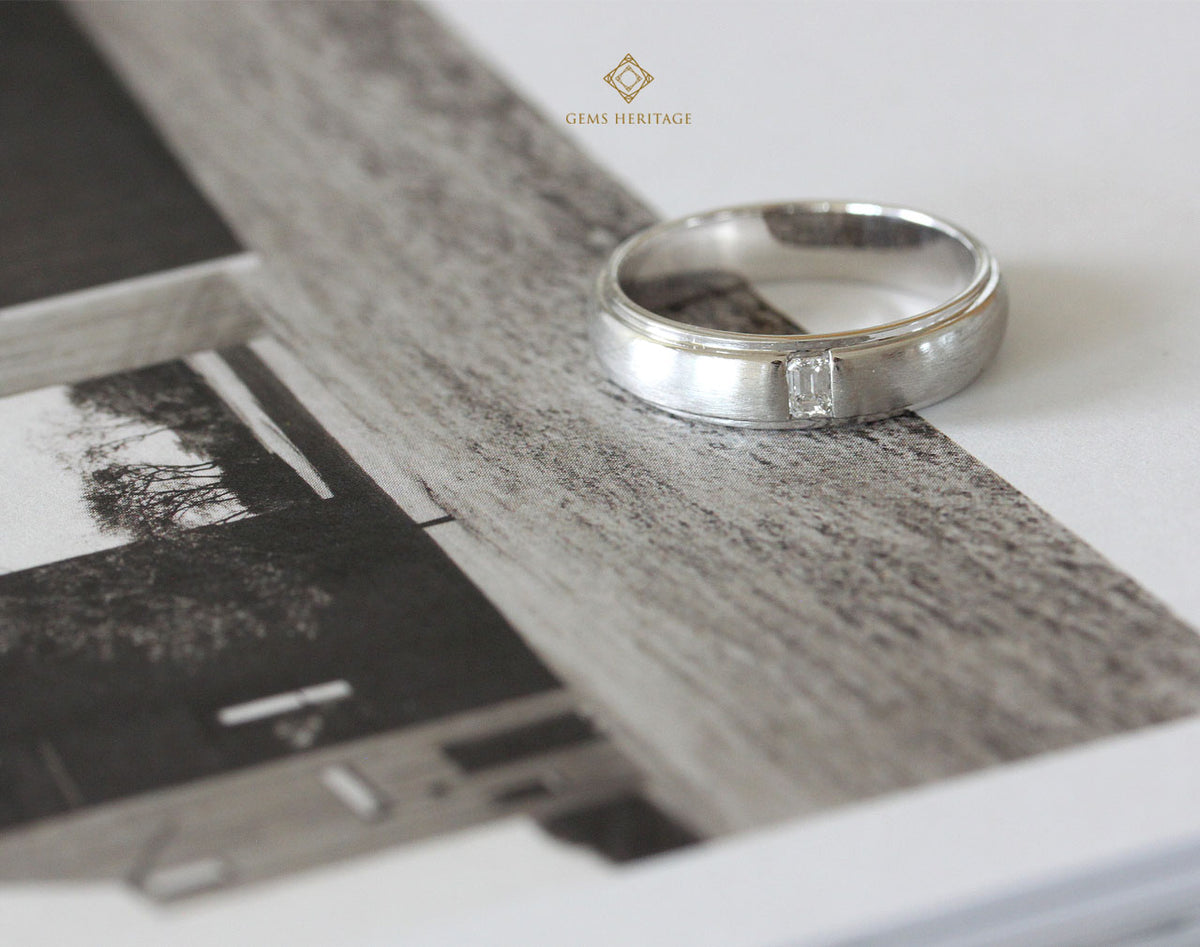 Emerald cut diamond ring-men – Gems Heritage